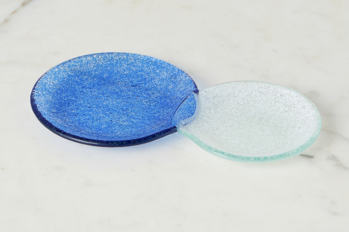 Glass Snack and Tea Duo Plate, Navy Blue — etúHOME